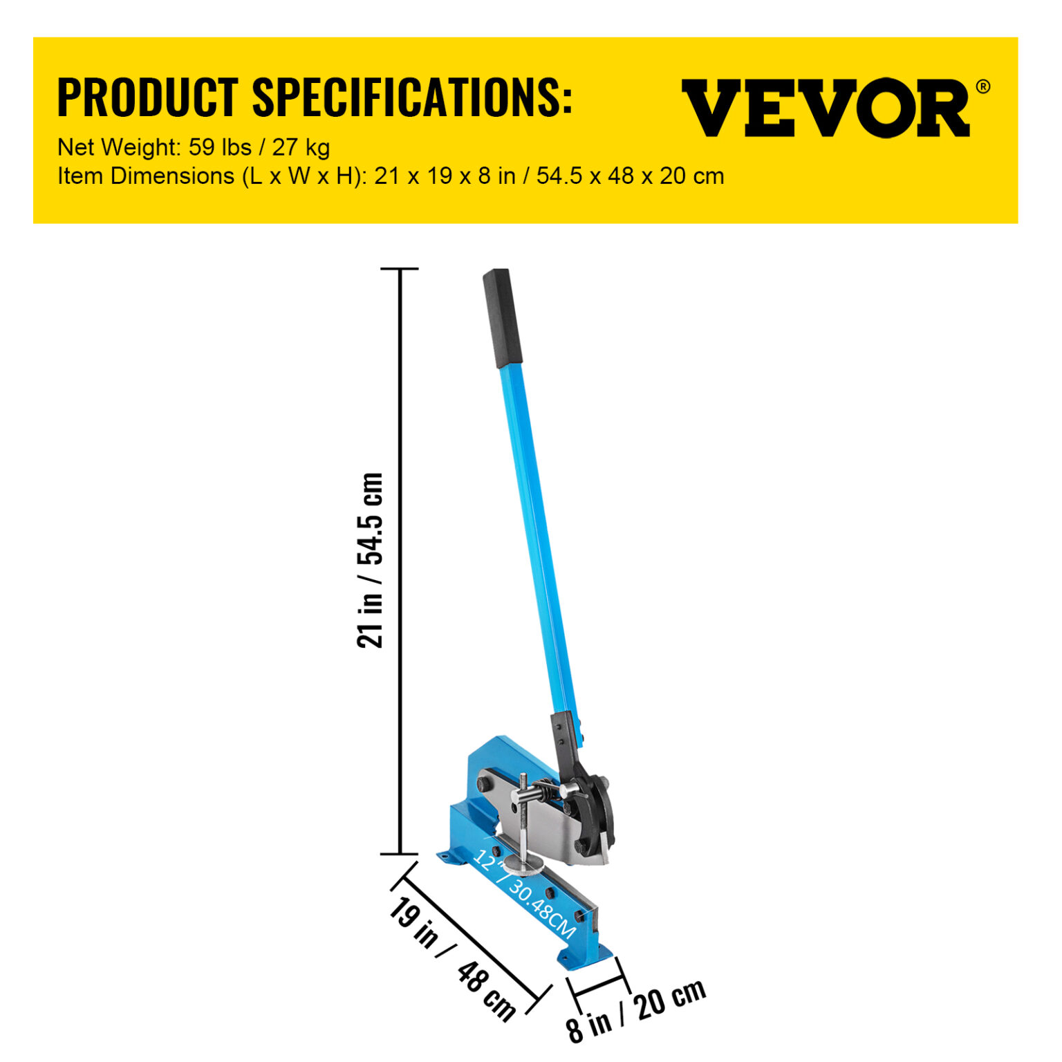 VEVOR Hand Plate Shear 12″,Manual Metal Cutter Cutting Thickness1/4 ...