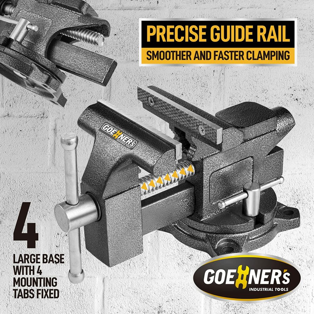 Goehner’s Workbench Bench Vise, 4-1/2″ Vice with 240Â° Swivel Base ...