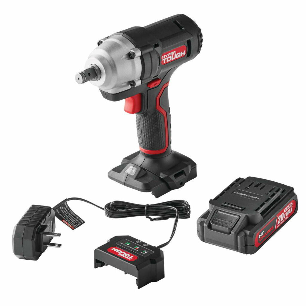 Hyper Tough 20 V Lithium-Ion Cordless 1/2-inch Impact Wrench, Variable ...